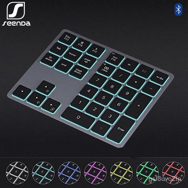 SeenDa Backlight Numeric Keypad RGB Bluetooth Rechargeable Number Pad ...