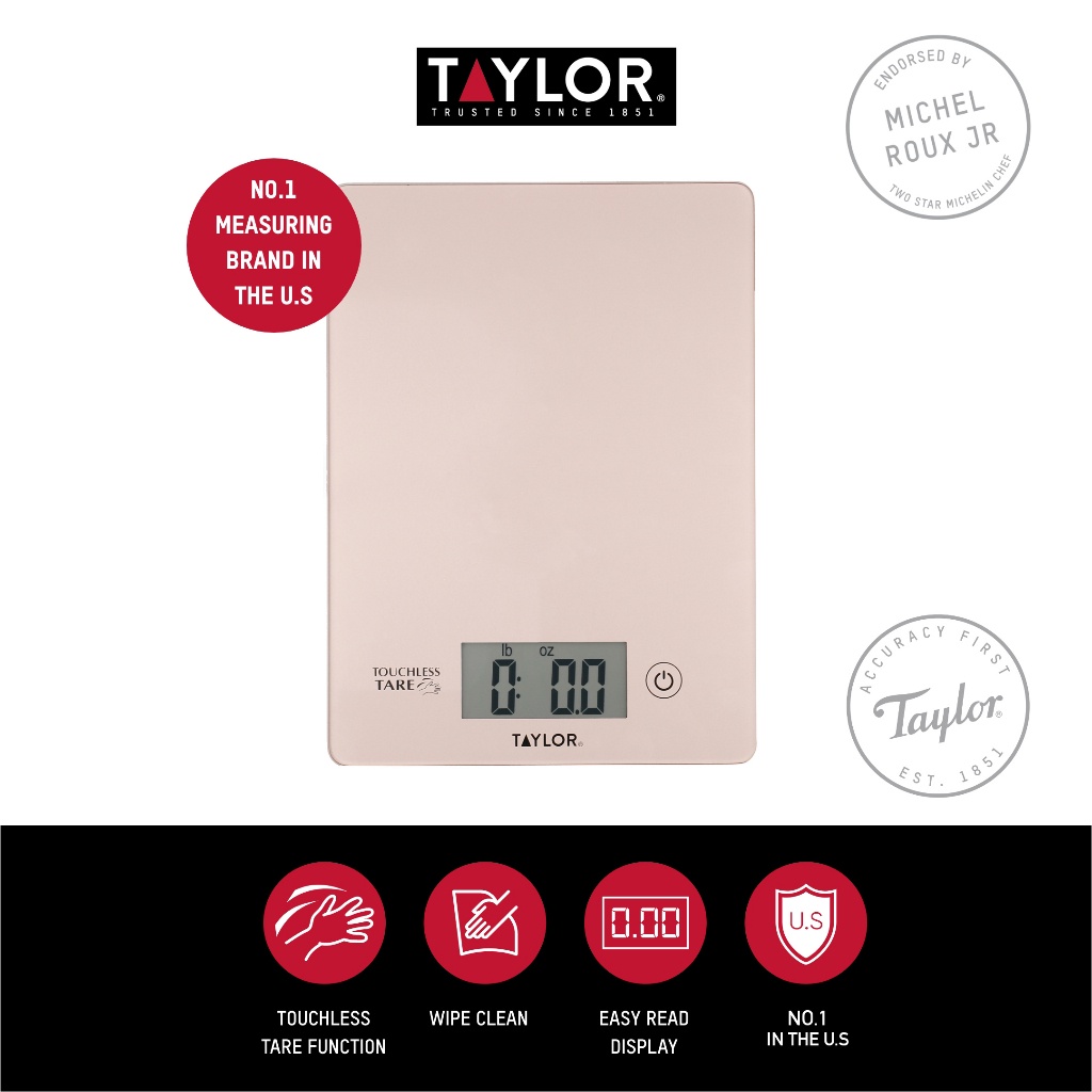 Taylor USA Pro Digital Cooking Scales With Touchless Tare - Rose Gold ...