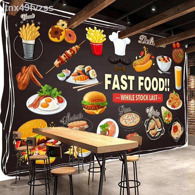 Custom Photo Wallpaper For Walls Roll 3D Fast Food Restaurant Burger ...