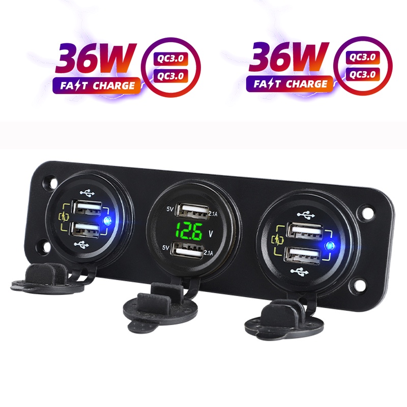 12 Volt Usb Charger Multiple QC3.0 Fast Charge For Camper 12V Square ...