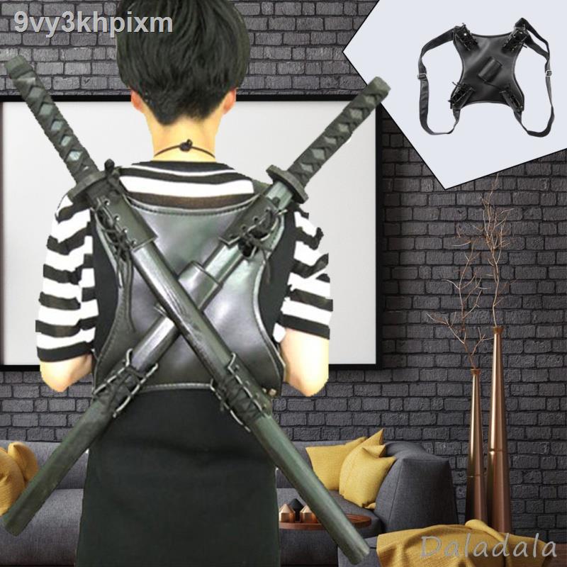 PU Leather Dual Sword Bag, Carrying Scabbard Holder Harness Back Belt ...