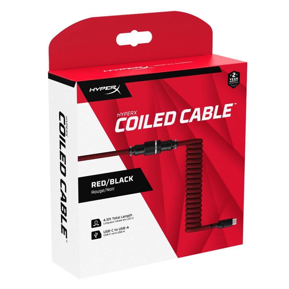 HyperX Gaming USB-C Coiled Cable ( Red / Black ), 6J677AA | Shopee Thailand
