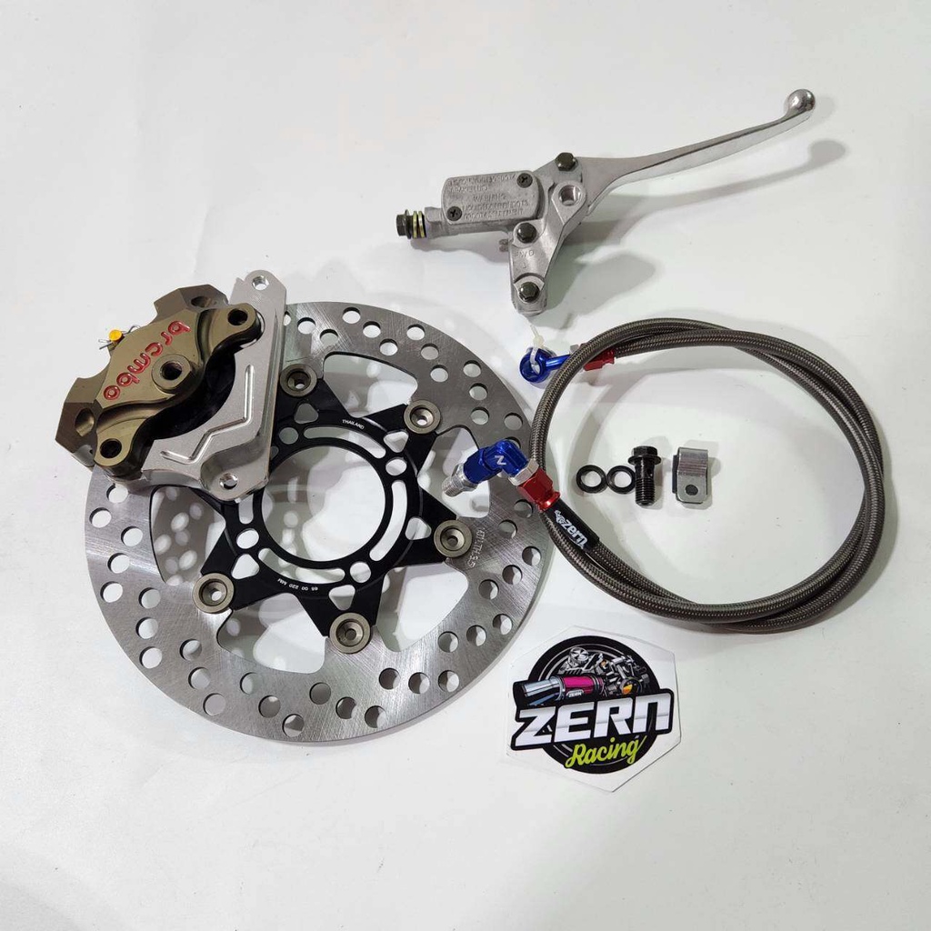 ปั๊มด้วง สีชา + ขาปั้มด้วงเวฟ110i + จานลายดาว สีดำหมดเทา + สายZERN ยาว36 หัว90 + ปั๊มย่อ ใส่เวฟ ...