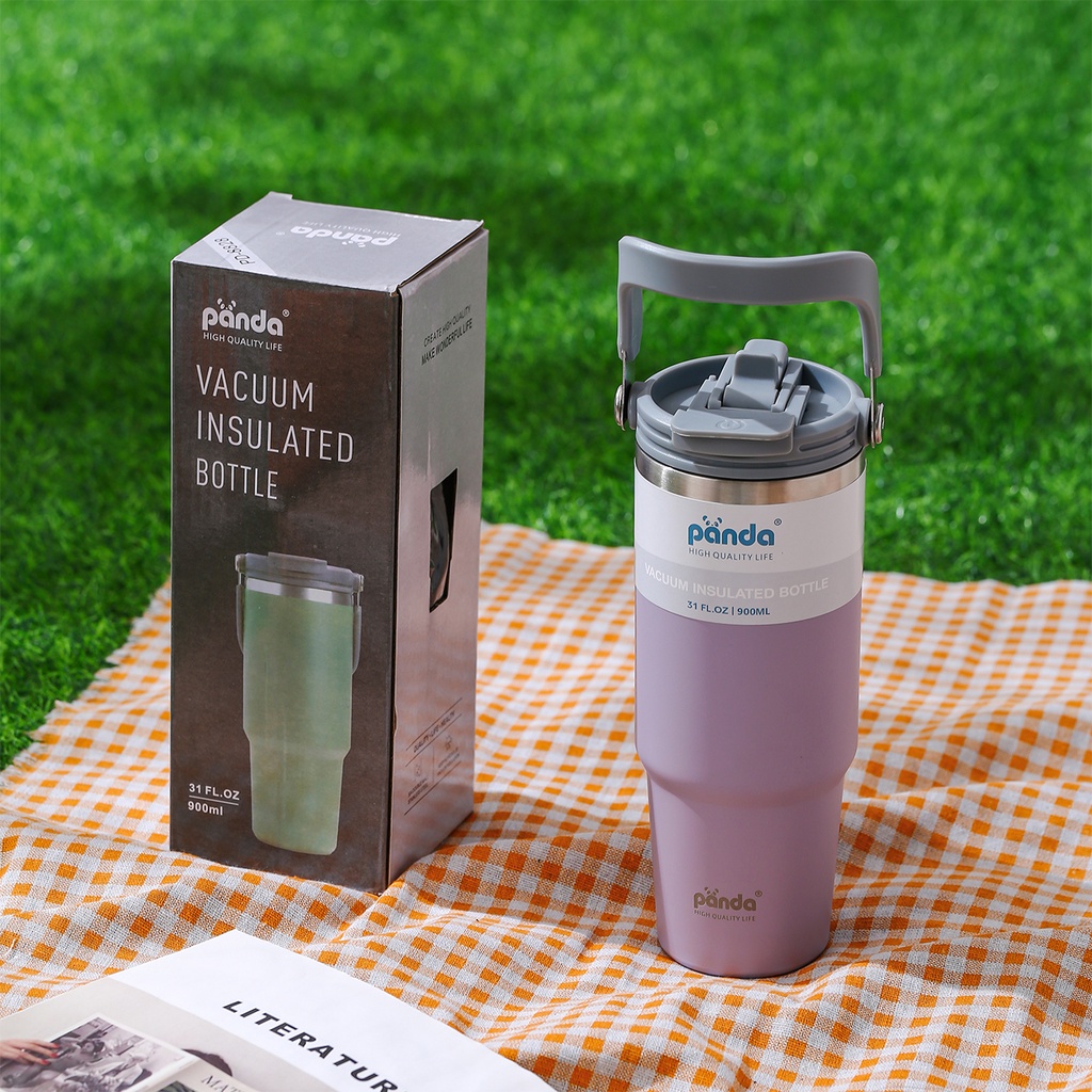 ใหม่ PANDA แก้วน้ําเก็บอุณหภูมิร้อน เย็น สเตนเลส30oz 900ml 304 พร้อมหูจับ 30ออนซ์ พร้อมส่งจากไทย ...