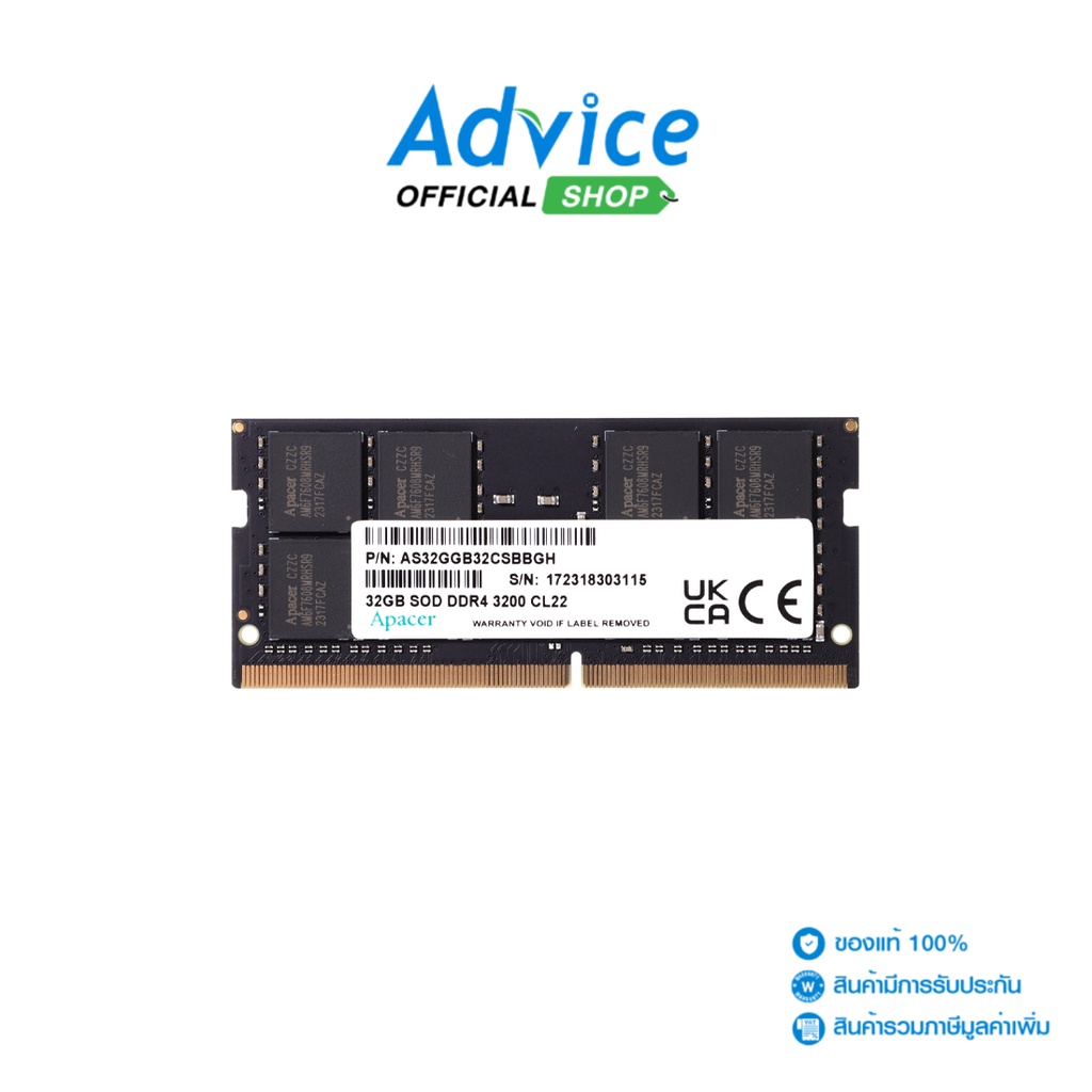 APACER RAM DDR4(3200, NB) 32GB 16 CHIP (ES.32G21.PSI) - A0152416 ...