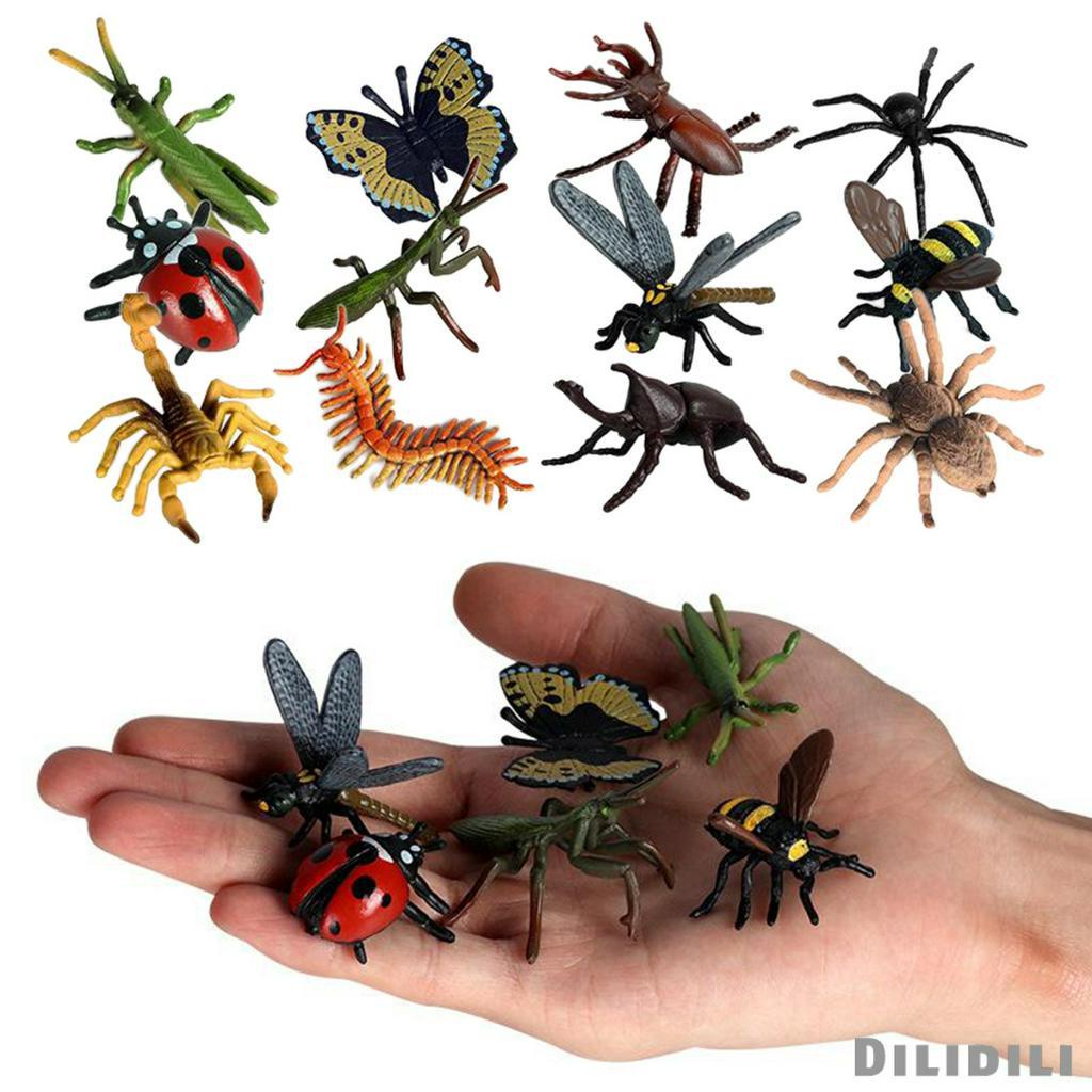 ღღ12PCS Realistic Insects Figures Toys - Plastic Bugs Figurines Set ...