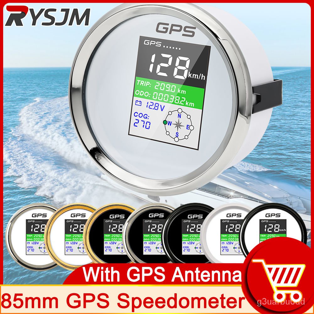 ⚠️HD 85mm Waterproof TFT Screen Digital GPS Speedometer Gauge MPH Knots Km/h Adjusted GPS ...