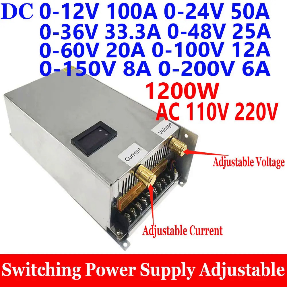ปรับการสลับ DC 12 V โวลต์แหล่งจ่ายไฟ DC 0- 12 V 24V 36V 48V 60V 100V 150V 200V 1200W เป็น AC ...