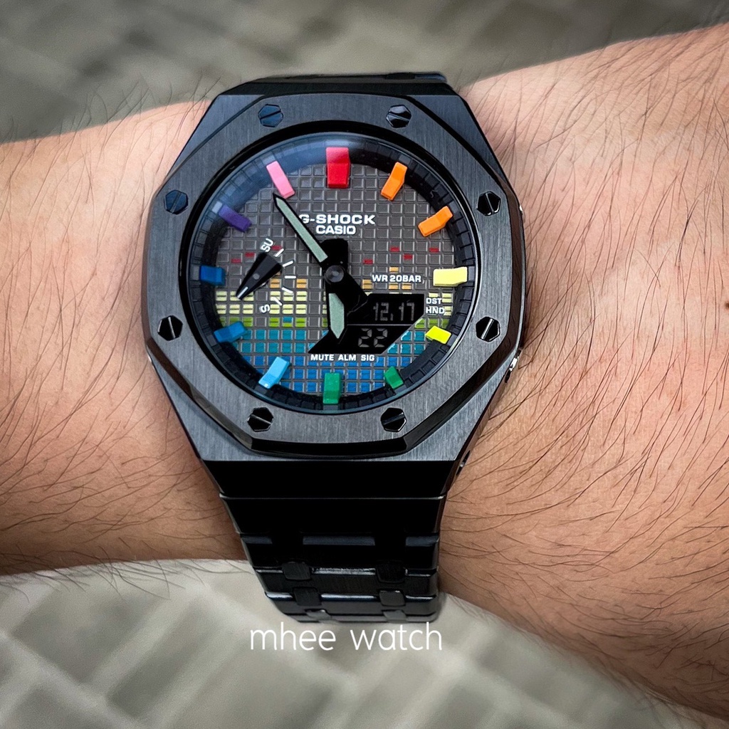 G-Shock Black Casioak Rainbow Music Dial Black Full Metal Steel ...