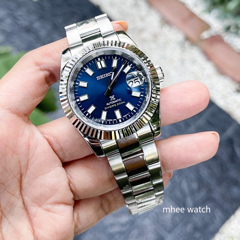 Seiko Mod Blue Dial Datejust Jubilee 39mm | Shopee Thailand