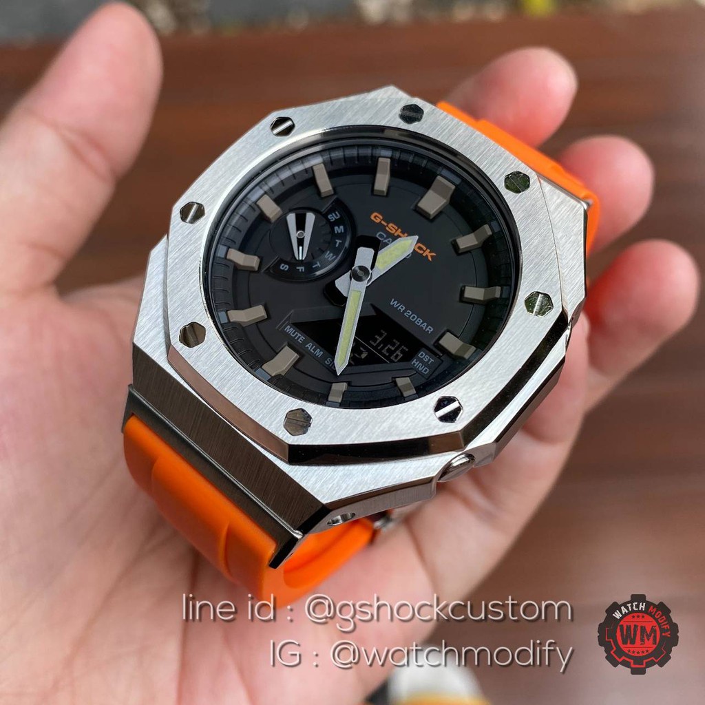 G-Shock GA-2100SU Custom Steel Case Orange Rubber CASIOAK | Shopee Thailand