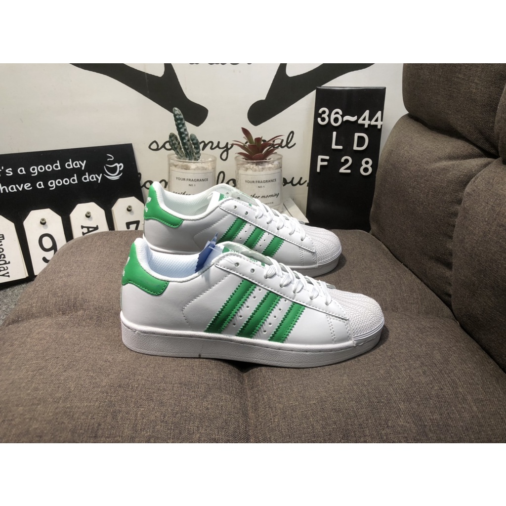 Adidas Originals Superstar รองเท้าวิ่งกันลื่น รองเท้าผ้าใบ Shell Head ...