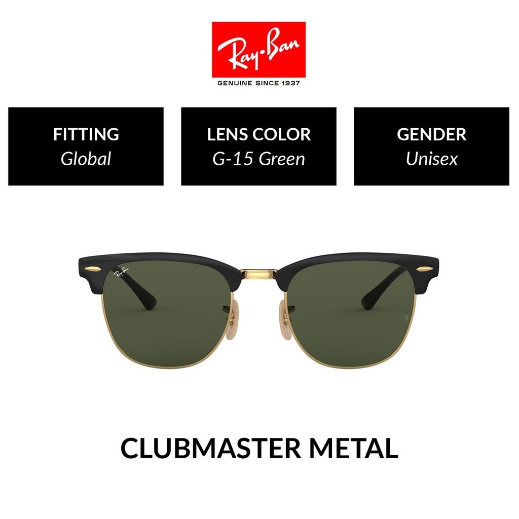 RAY-BAN CLUBMASTER METAL - RB3716 187 Size 51 แว่นกันแดด | Shopee Thailand