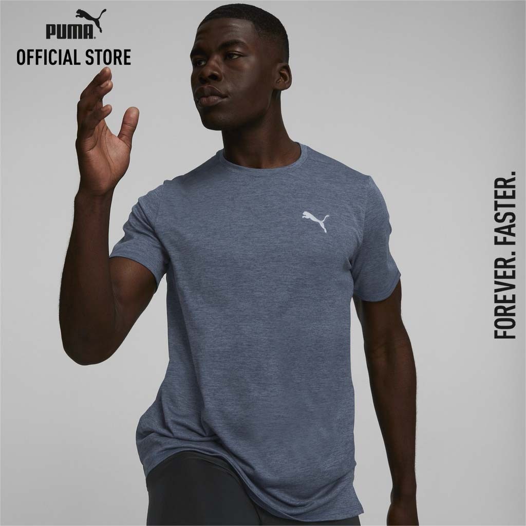 PUMA RUNNING - เสื้อวิ่งผู้ชาย Favourite Heather Short Sleeve สีเทา ...