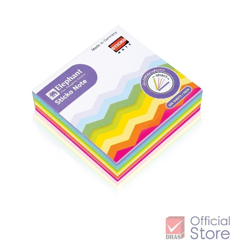 Elephant กระดาษโน๊ต กระดาษโน๊ตกาวในตัว พาสเทล นีออน 3x3 นิ้ว 205SH ...