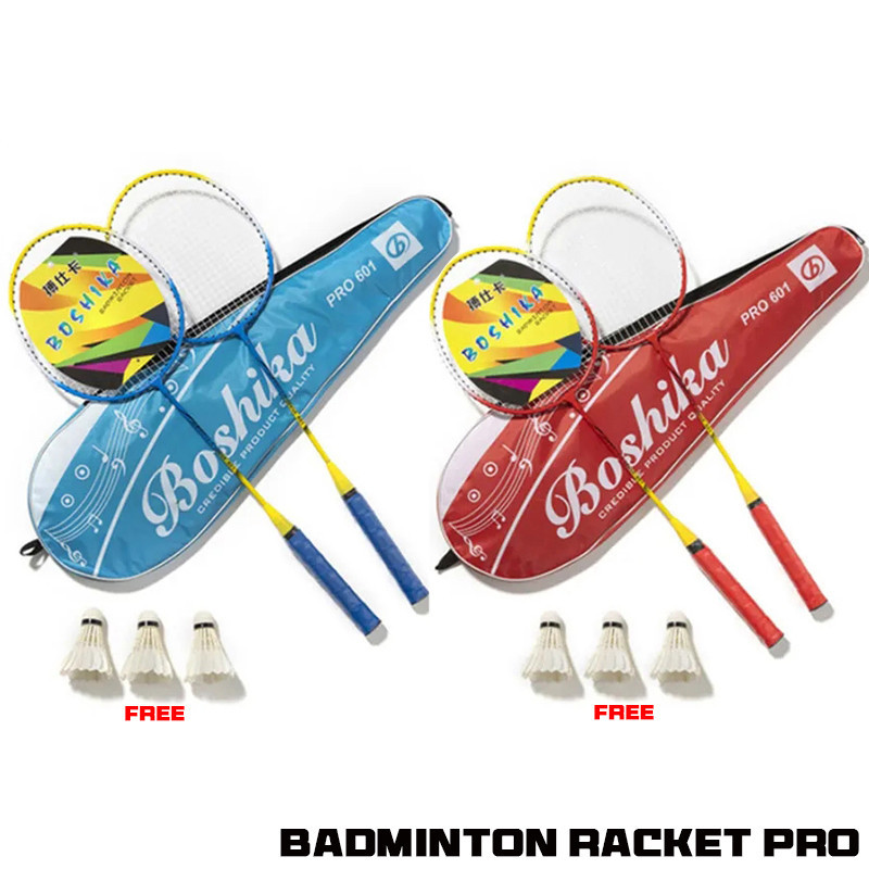 ไม้แบดคู่ อย่างดี สำหรับซ้อม หรือ เล่นจริง Boshika pro 601 แถมลูกขนไก่ ...