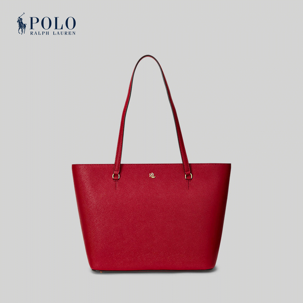 Polo Ralph Lauren กระเป๋าผู้หญิง Crosshatch Leather Medium Karly Tote ...