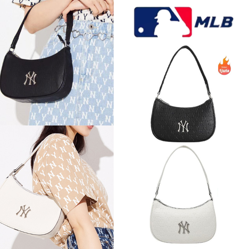 แท้ MLB MONOGRAM EMBOSSED HOBO BAG กระเป๋าถือ shoulder bag ny NEW YORK ...