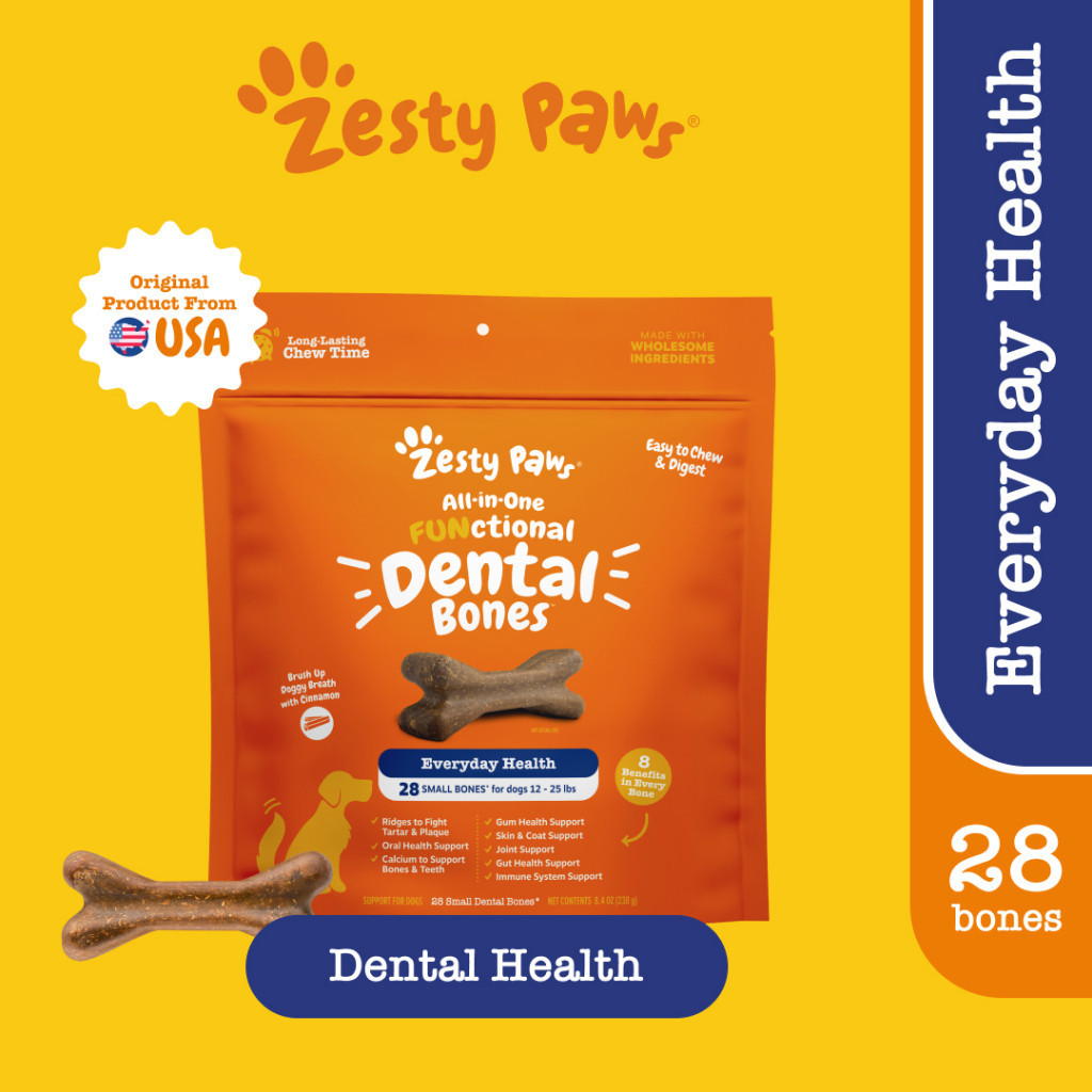 Zesty Paws All-in-One Functional Dental Bone Small - 28 bones (8.4oz ...