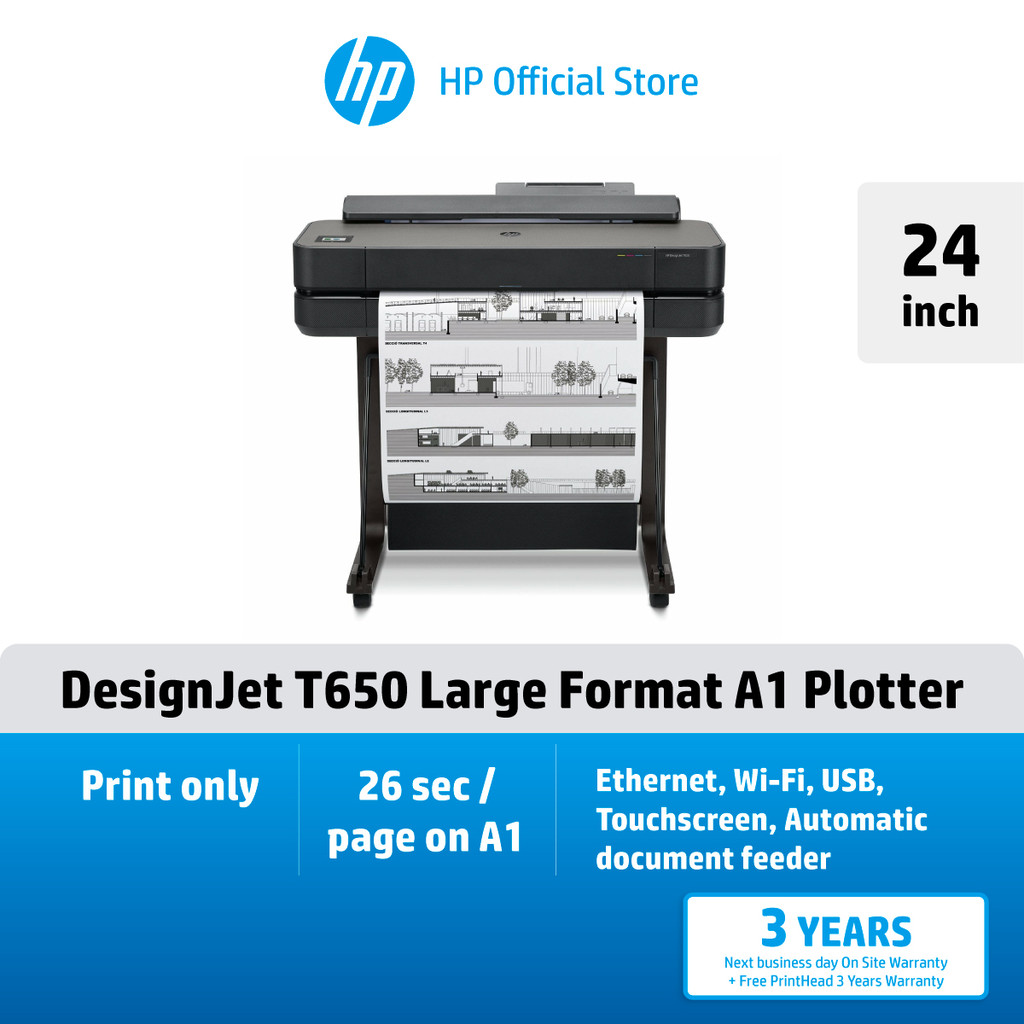 HP DesignJet T650 24-inch Large Format A1 Plotter Printer | Shopee Thailand