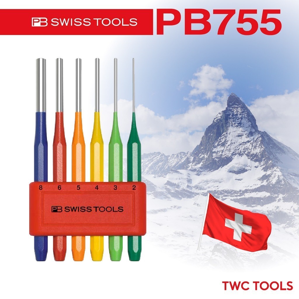 PB 755 BL RB PB Swiss Tools เหล็กส่งชุดสีรุ้ง ส่งสลัก ส่งปิ๊น สีรุ้ง รุ่นยอดนิยม 6 ตัวชุด ...