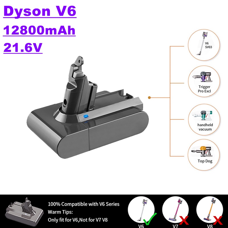 แบตเตอรี่ทดแทนเครื่องดูดฝุ่น2023,2.16V, 6800MAh,เหมาะสำหรับ DC62 Dyson ...