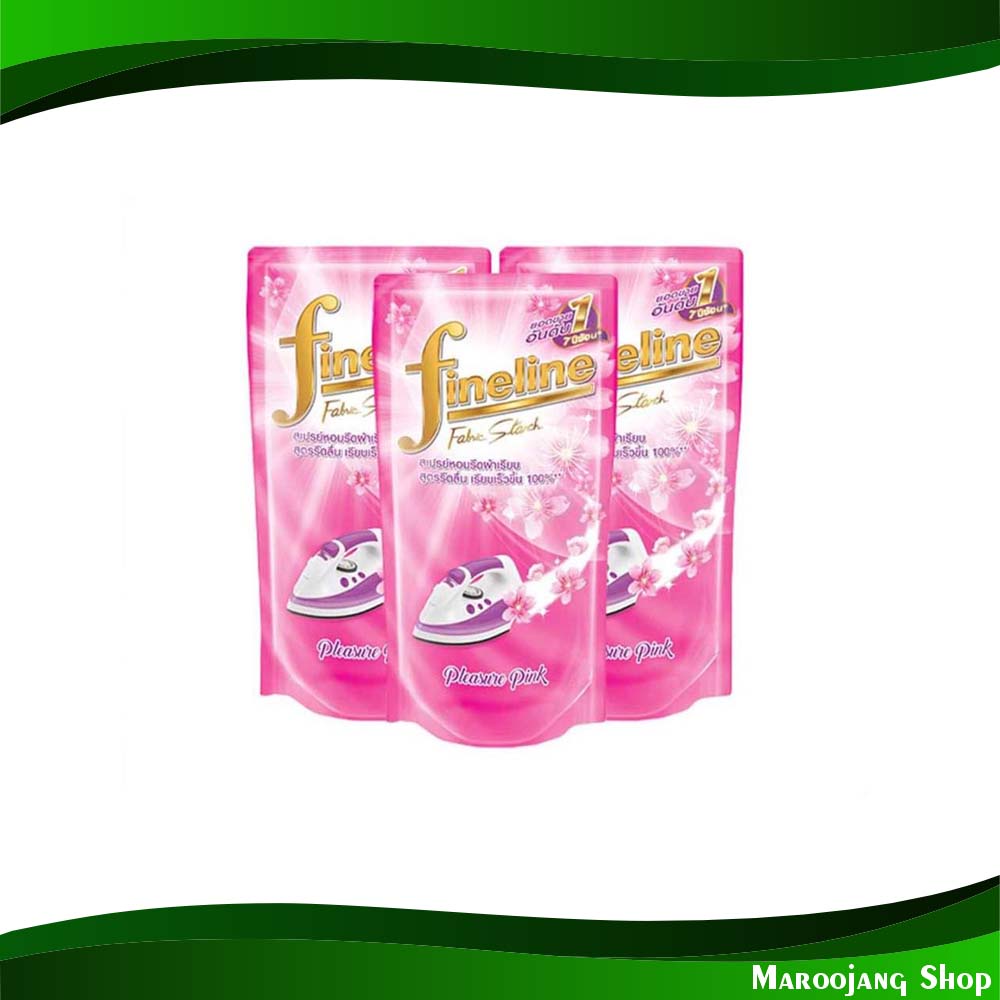 น้ำยารีดผ้าเรียบ สีชมพู ไฟน์ไลน์ 450 มล. (แพ็ค3ถุง) Fabric Softener ...