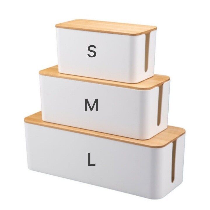 Wooden lid plug box, power plug storage box, power cord storage box ...
