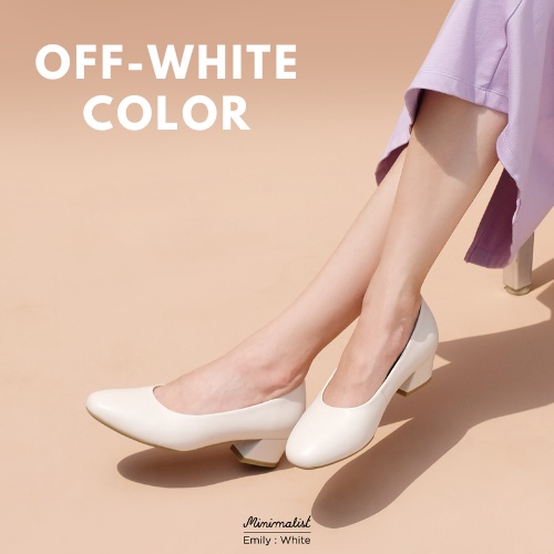 𝐌𝐈𝐍𝐈𝐌𝐀𝐋𝐈𝐒𝐓 รองเท้าหนังแกะ รุ่น Emily (off-white) สูง 1.5 นิ้ว หน้าเท้า ...