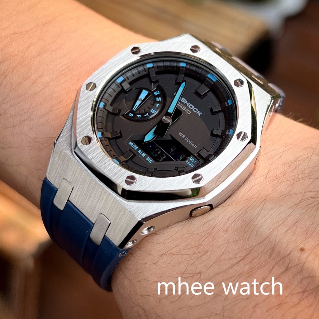 G-Shock Custom AP Style รุ่น GA-2100-1A2 ของแท้ มือ1 ใส่กรอบสแตนเลส สาย ...