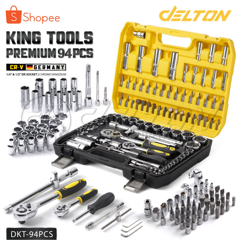 DELTON King Tools ชุดเครื่องมือ ประแจ ชุดบล็อก 94 ชิ้น ขนาด 1/4 นิ้ว ...