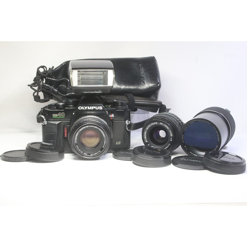 Olympus Om-40 Program Film Camera 50Mm F1.8 35-70Mm F3.5-4.5 200Mm F4 Lens Flash | Shopee Thailand