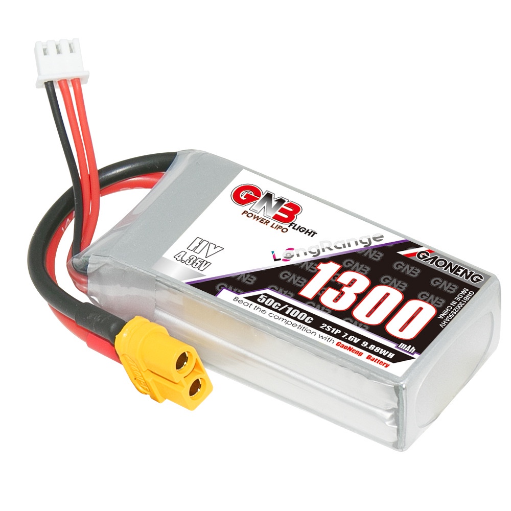 GNB 2S 7.6V 1300mAh 50C/100C Lipo Battery For Airplane RC FPV ...