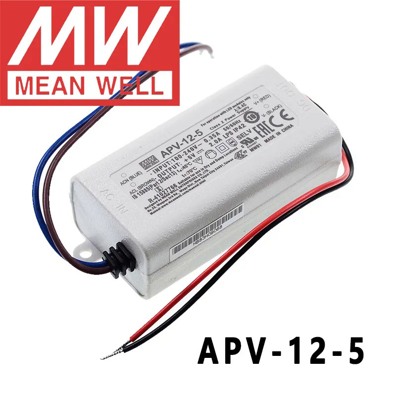 ต้นฉบับหมายถึงดี APV-12-5 Meanwell 5V/2A การออกแบบแรงดันไฟฟ้าคงที่10W ...