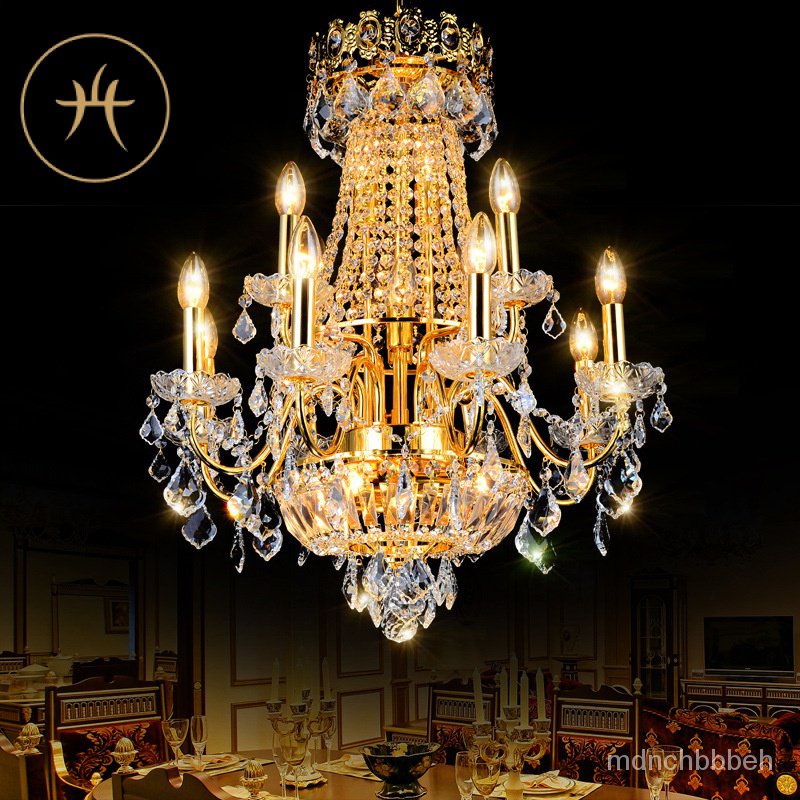 Luxury Golden Candle Crystal Pendant Lamp Hotel Hotel Villa Duplex ...