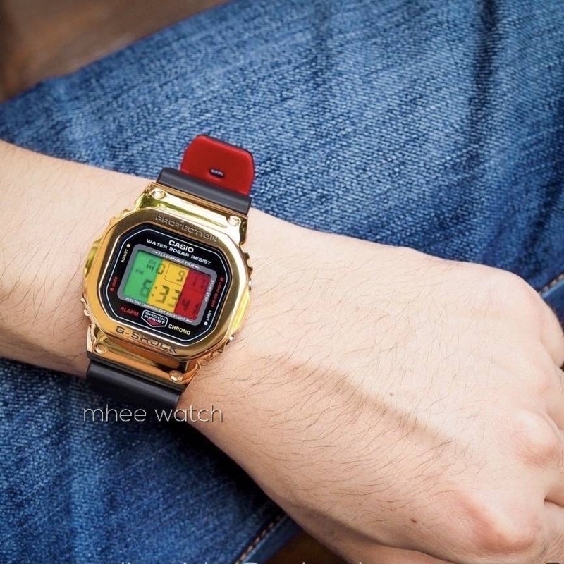 DW-5600 Custom RASTA Metal Face Gold ยักษ์เล็ก | Shopee Thailand