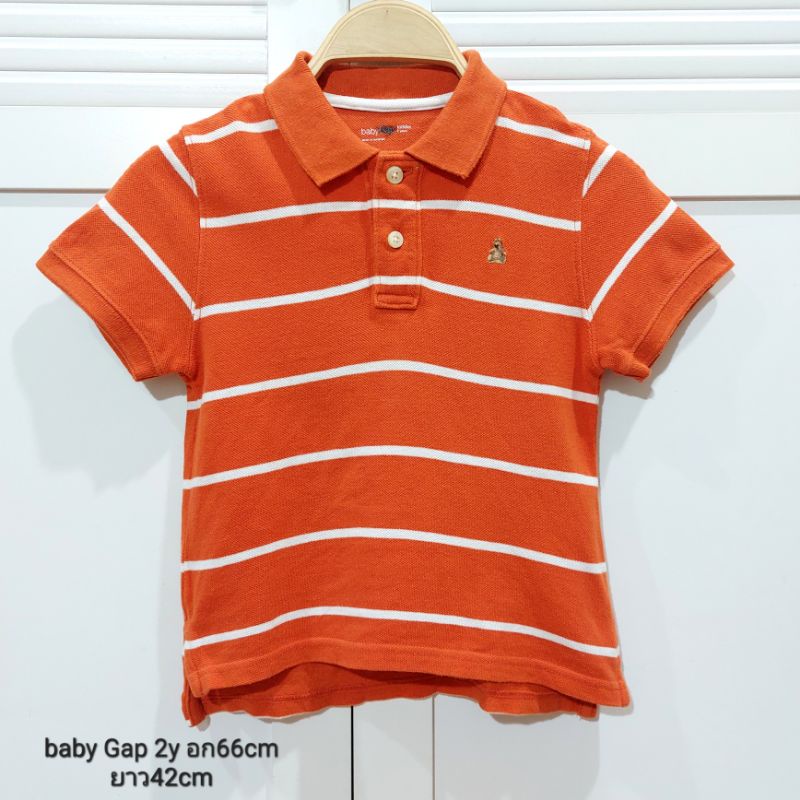 เสื้อเด็ก baby Gap แท้100% สีส้มขาวสดใสๆ ปักน้องหมี กระดุมสลัก GAP สวยๆค่ะ ไซส์ 2Y | Shopee Thailand
