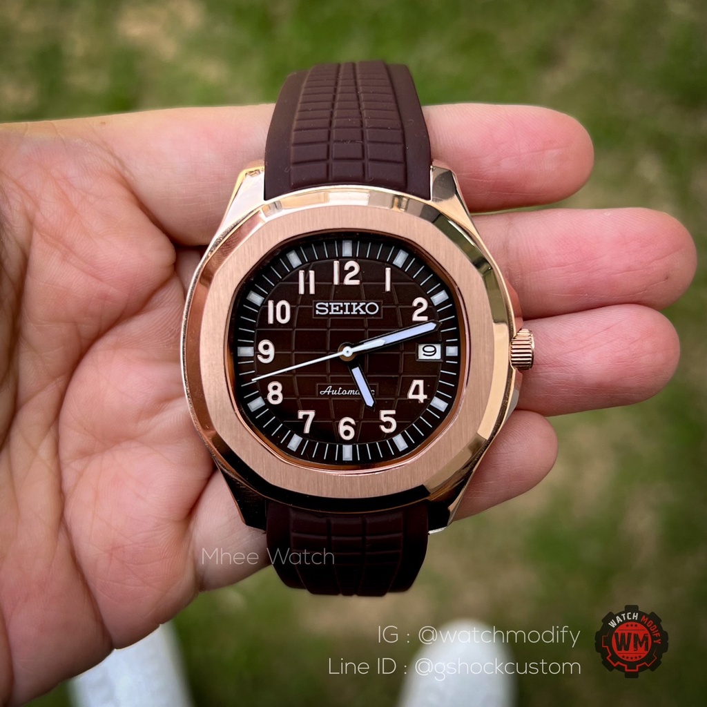 Seiko Mod Aquanuat Model Chocolate Rosegold Luxury Style | Shopee Thailand