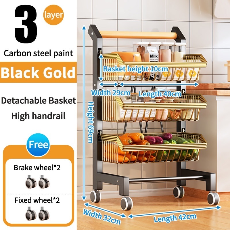Rak Dapur Storage Rack Trolley Rak Dapur Multipurpose Kitchen Baskets ...