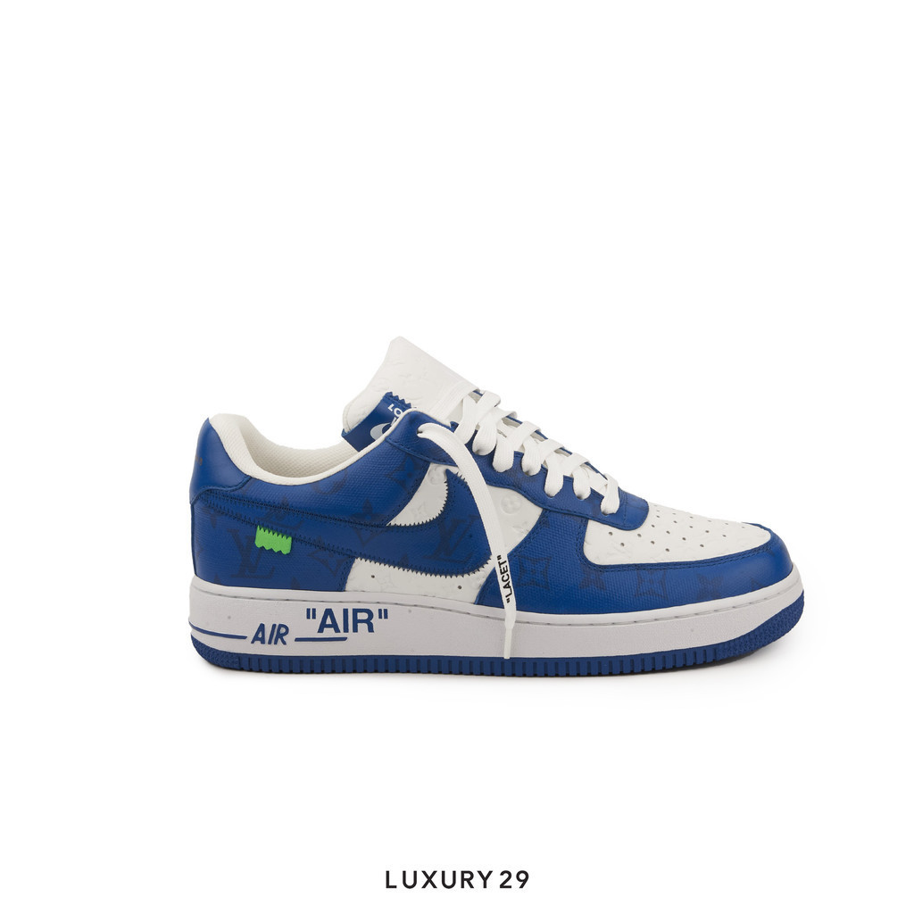 LV Nike Air Force 1 Low By Virgil Abloh White Blue Royal | Shopee Thailand