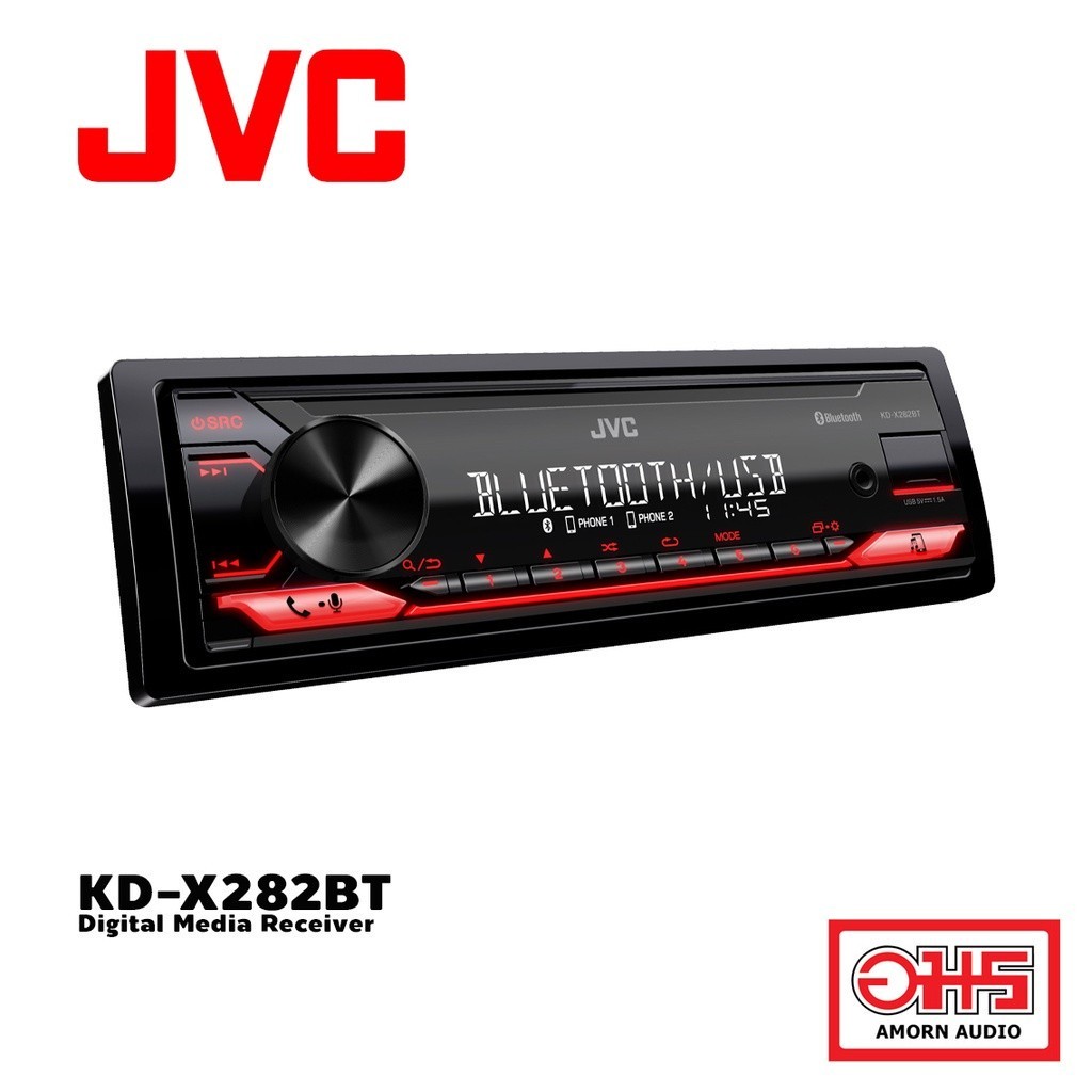 JVC KD-X282BT เครื่องเสียงติดรถยนต์ 1 DIN แบบไม่มีซีดี USB Spotify Bluetooth® FLAC 13-Band EQ ...