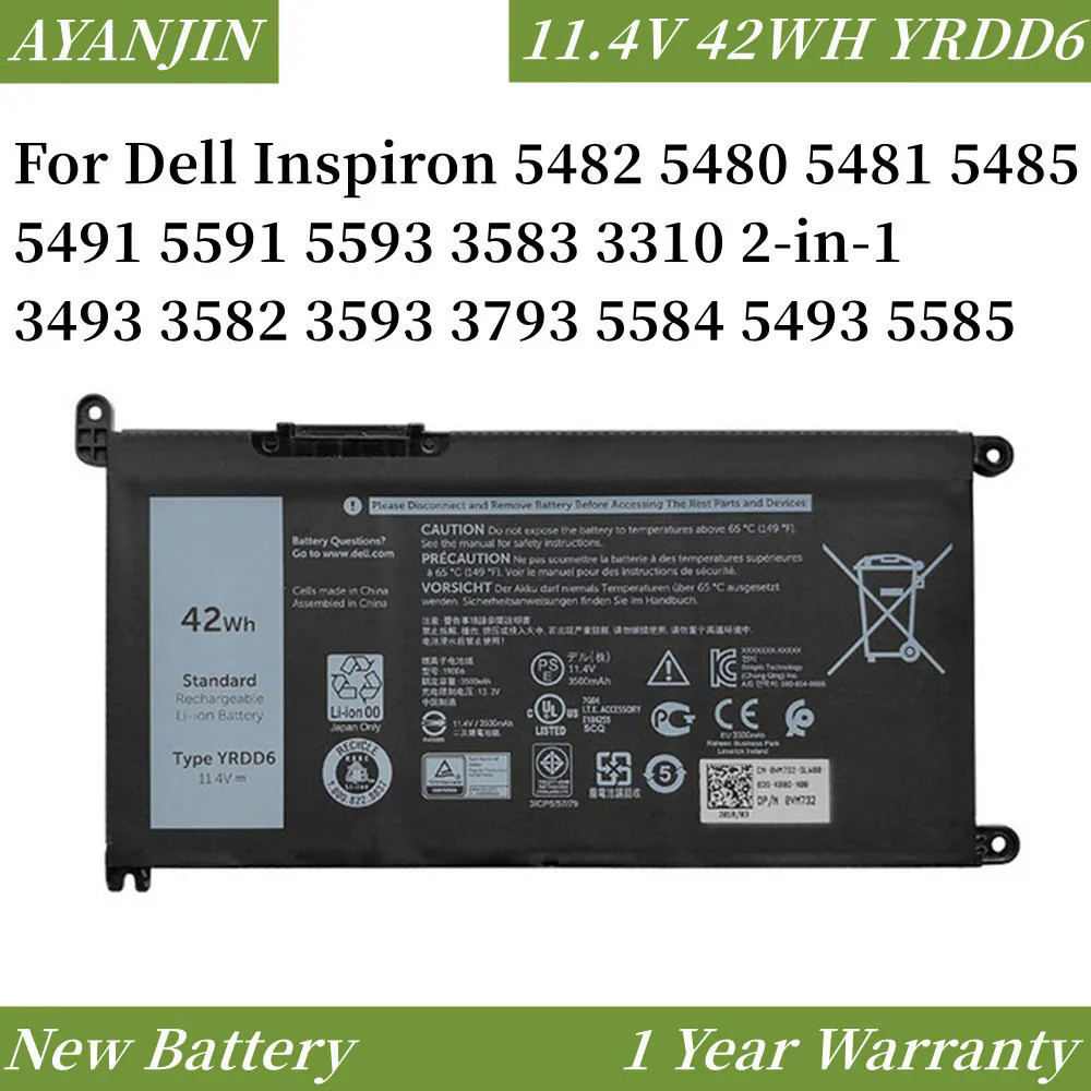 YRDD6 42WH Battery For Dell Inspiron 5482 5480 5481 5485 5491 5591 5593 ...