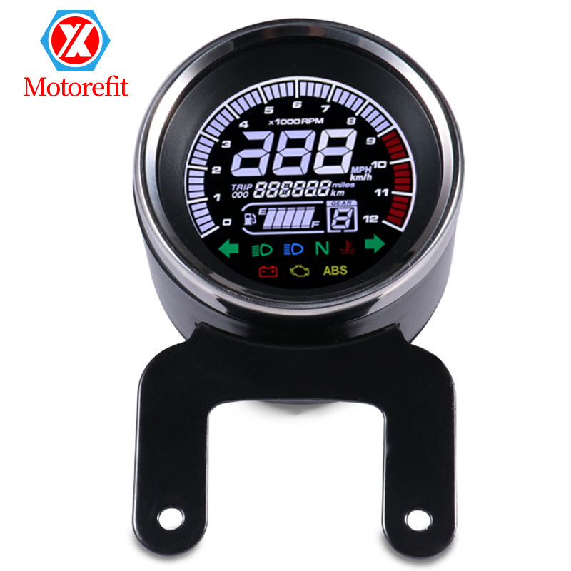 RTS Motorcycle Digital LCD Instrument Meter Tachometer Speedometer with ...