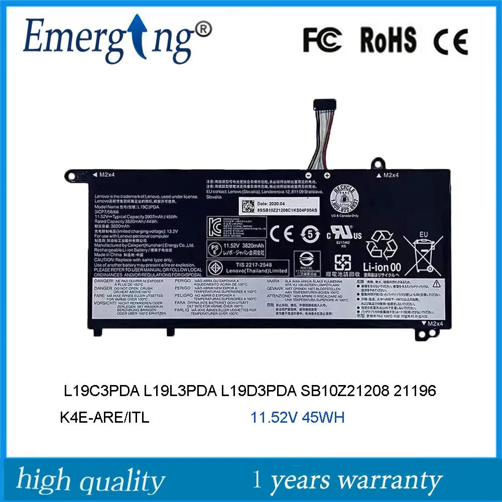 11.52V 45Wh ใหม่ L19C3PDA แบตเตอรี่แล็ปท็อปสำหรับ Lenovo ThinkBook 14 ...