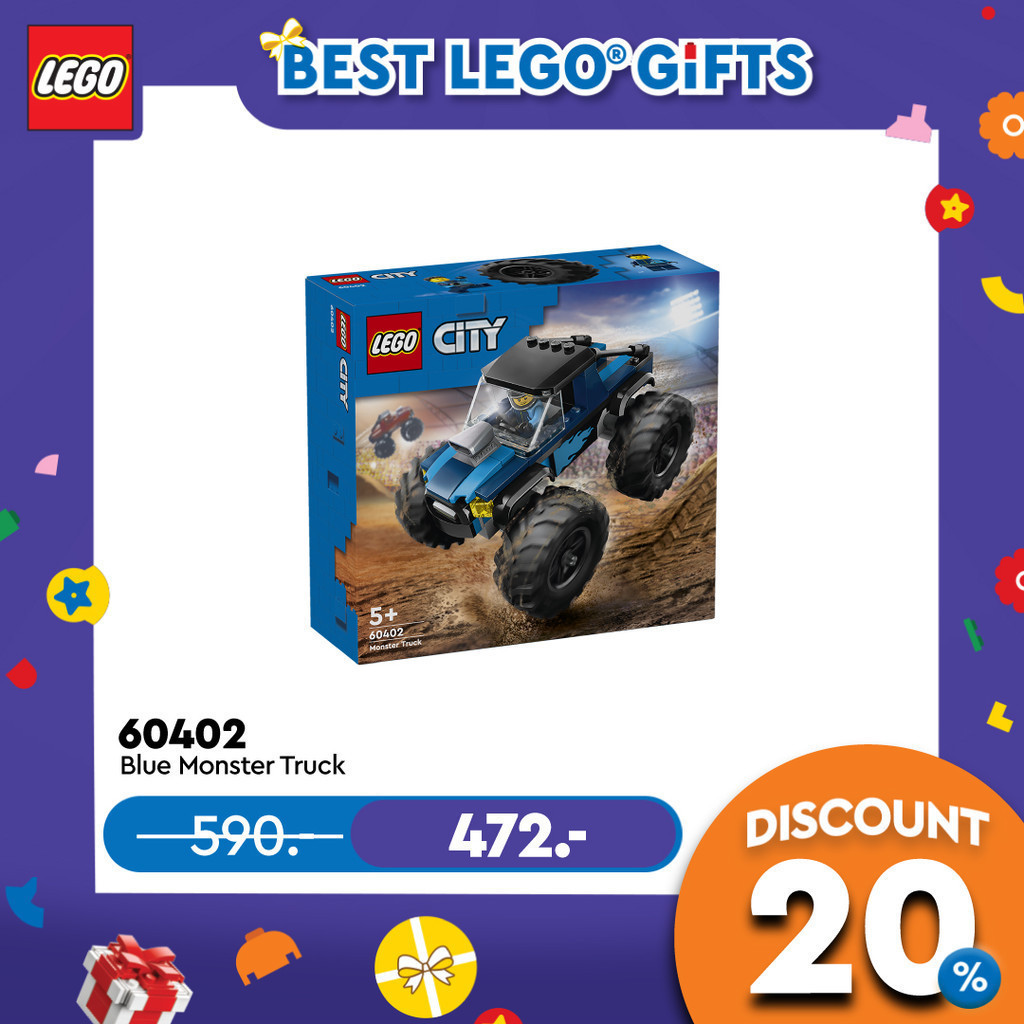 LEGO City 60402 Blue Monster Truck Off-Road Toy (148 Pieces) | Shopee ...