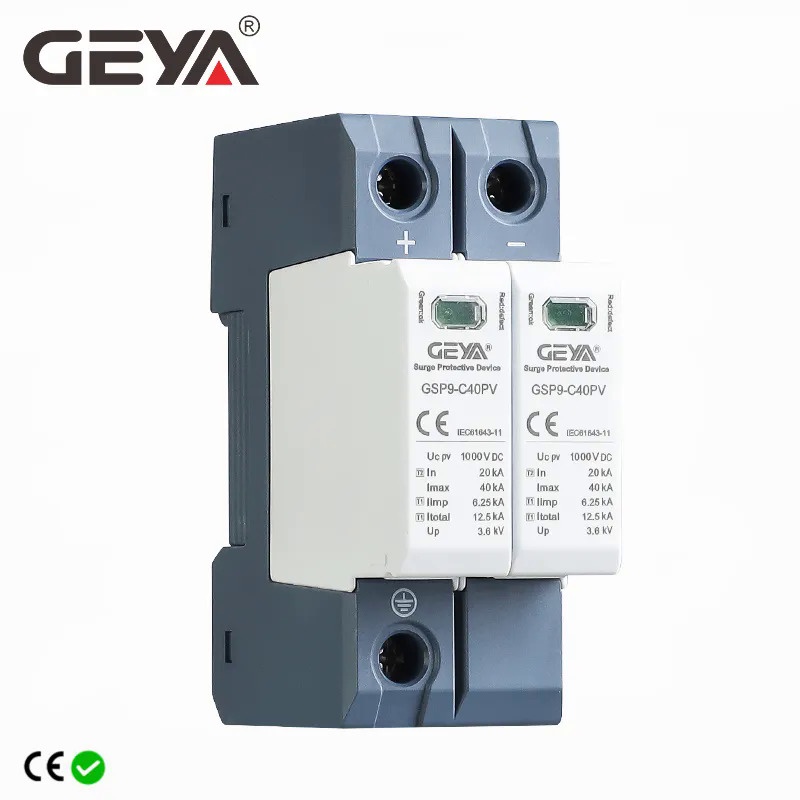 GEYA GSP9 2จุดพลังงานแสงอาทิตย์ PV แรงดันต่ำ SPD ราง Din DC 600โวลต์1000โวลต์20KA-40KA ไฟกระชาก ...