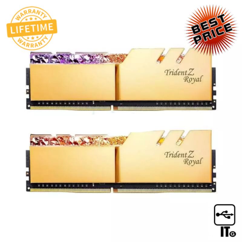 RAM DDR4(3600) 32GB (16GBX2) G.SKILL TRIDENT Z ROYAL RGB GOLD (F4 ...