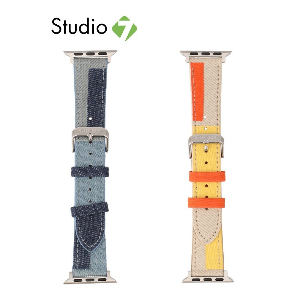 Blue Box สาย Apple Watch Strap Series 6,7,8,9,SE1,SE2 (40/41mm) Tri-Colors Jean Texture Cream ...