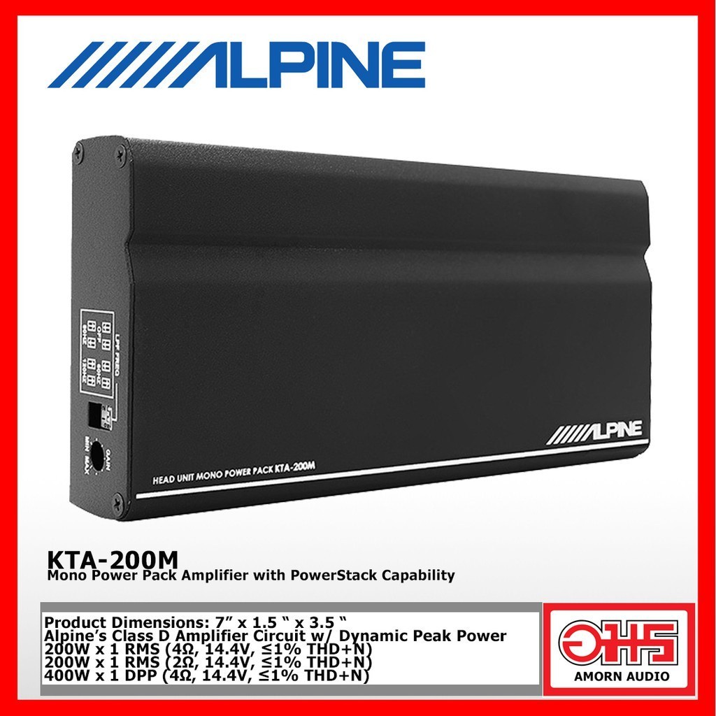 ALPINE KTA-200M Mono Power Pack Amplifier + PowerStack Capability ...