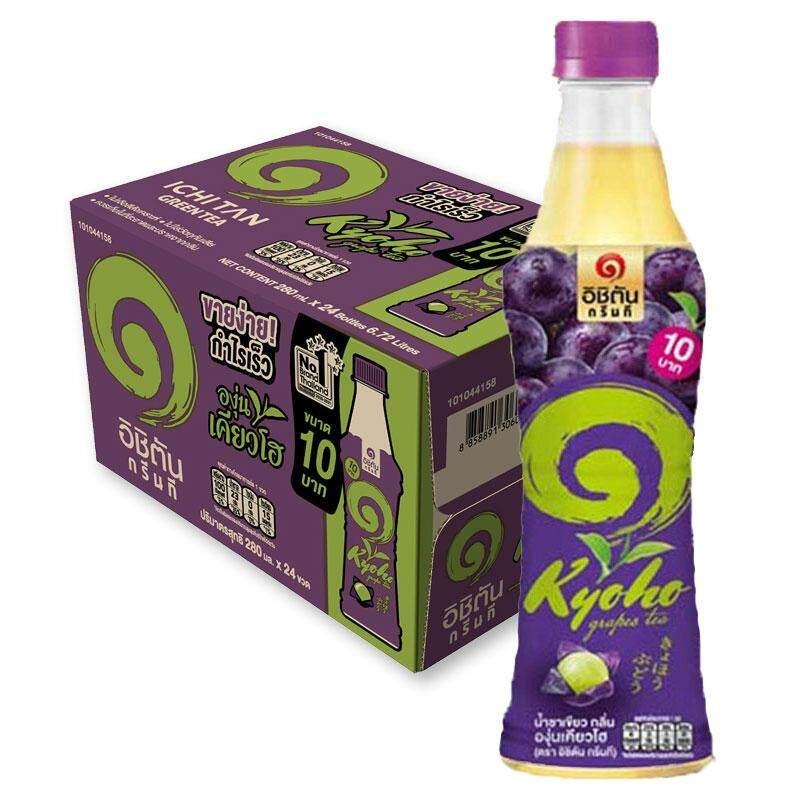 อิชิตัน ชาเขียวพร้อมดื่ม กลิ่นองุ่นเคียวโฮ 280 มล. x 24 / ICHITAN Green Tea Kyoho Grape 280 ml x ...